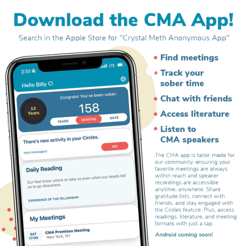 CMA app for iPhone - Crystal Meth Anonymous
